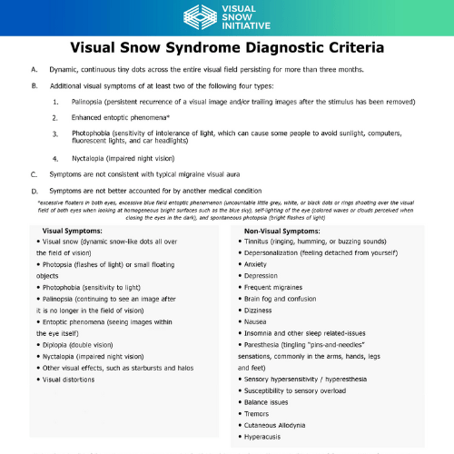 Visual Snow Timeline | Visual Snow Initiative